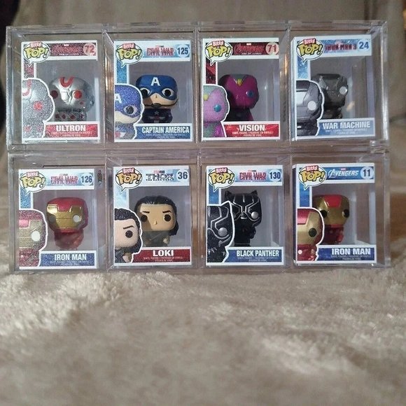 Marvel | Toys | Funko Pop Marvel Bitty Lot Of 8 With Show Case | Poshmark